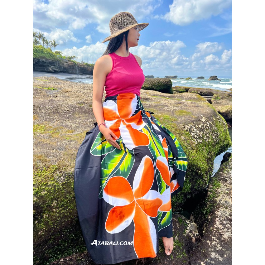 Hand Painted Floral Sarong in Black color