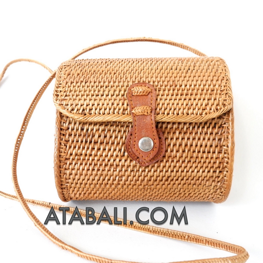 ata mini barrel bag with rattan strap