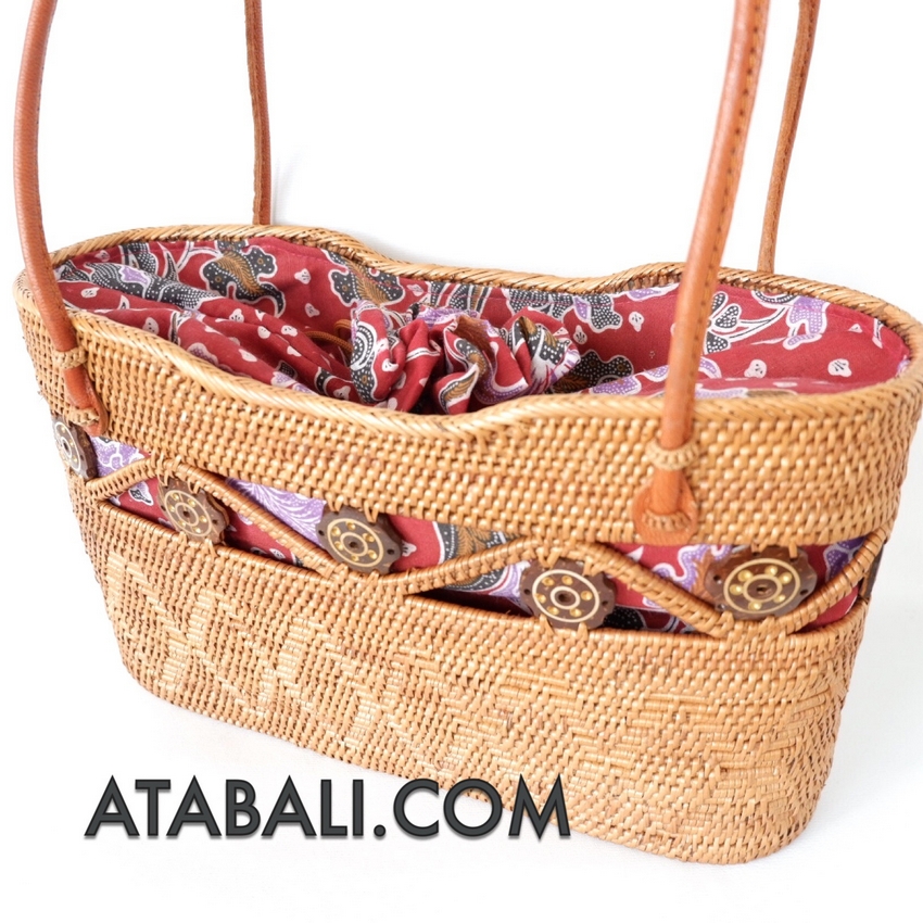 ladies shopping handbags ata rattan ethnic batik lining