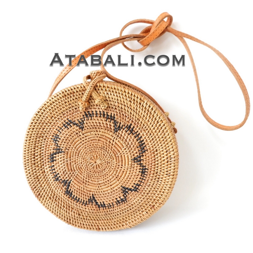 ata round black flower pattern bag limited edition with lining