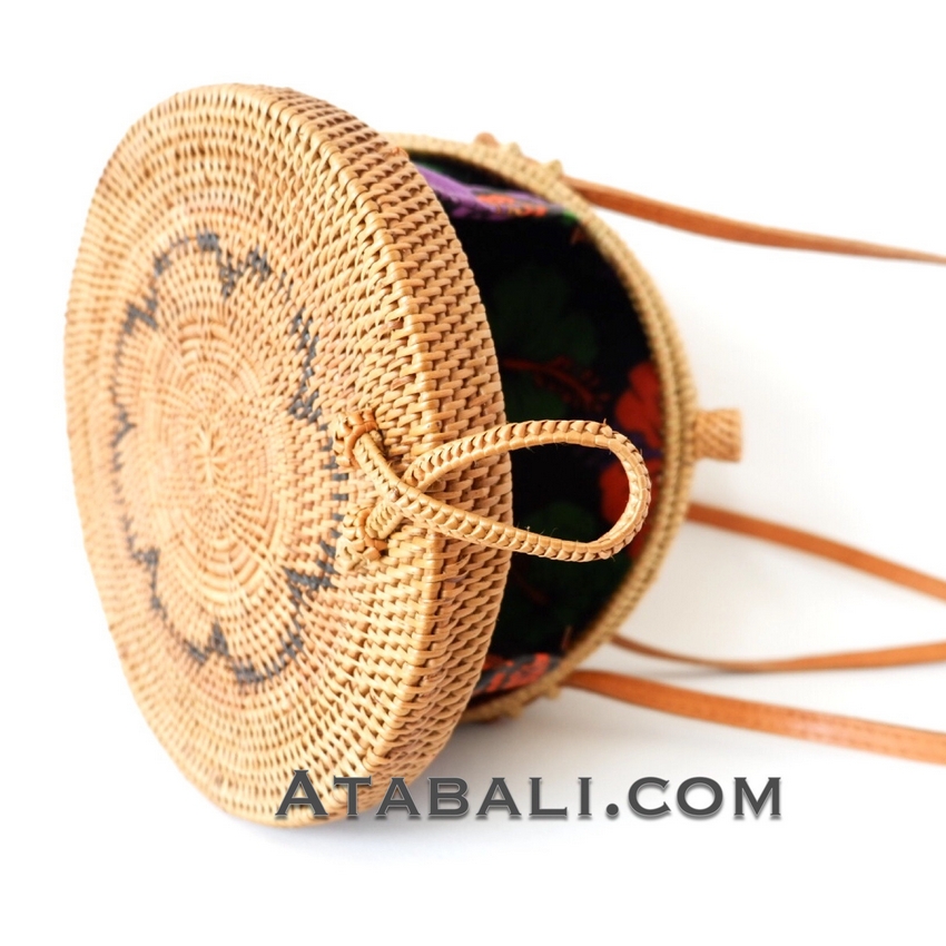 ata round black flower pattern bag limited edition with lining