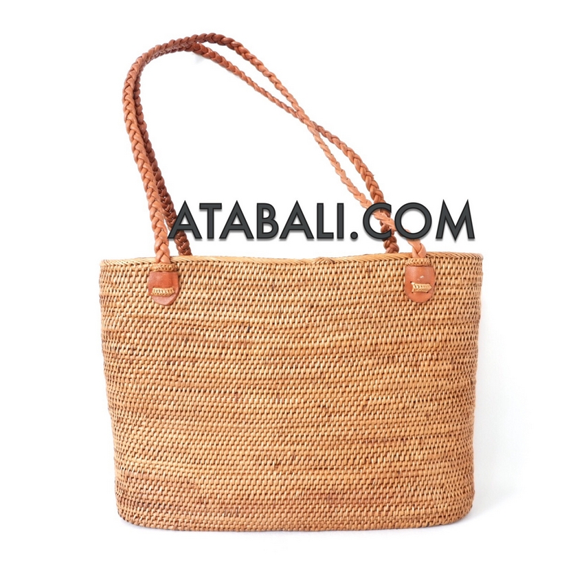women ata handwoven bag with wire leather handle