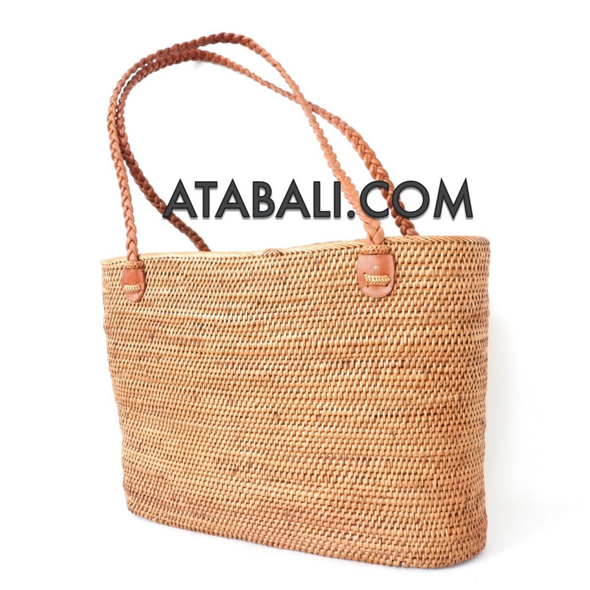 women ata handwoven bag with wire leather handle